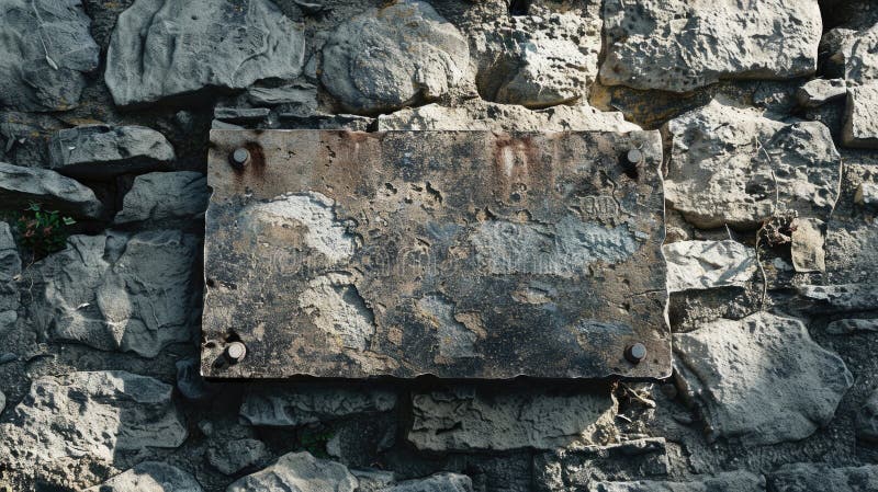 Old Weathered Sign on Stone Wall, Perfect for Rustic or Vintage-themed ...