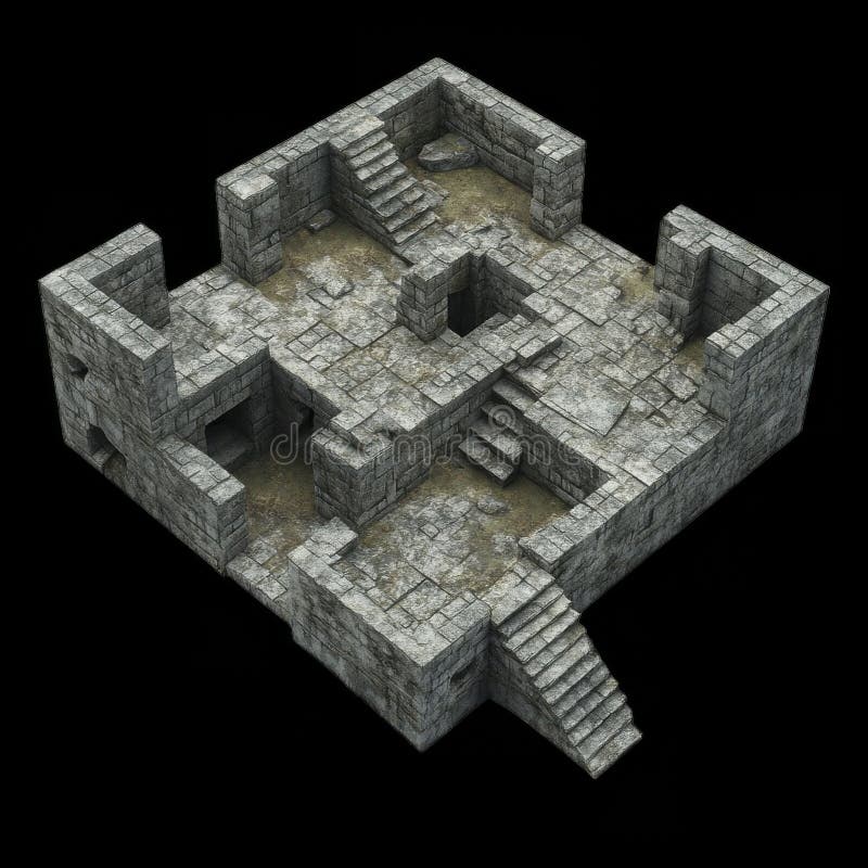 Old Weathered Stone Castle Ruins with Crumbling Walls and Stairs on a ...