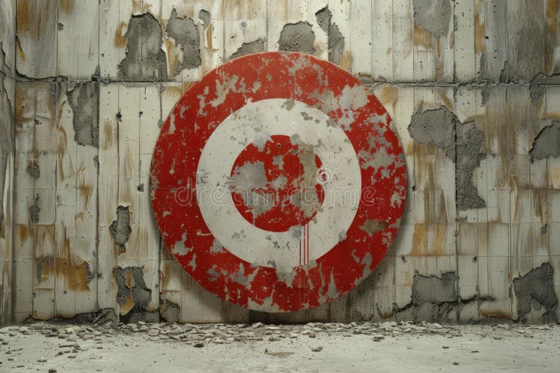 Old Weathered Target Hanging on a Crumbling Concrete Wall Stock ...