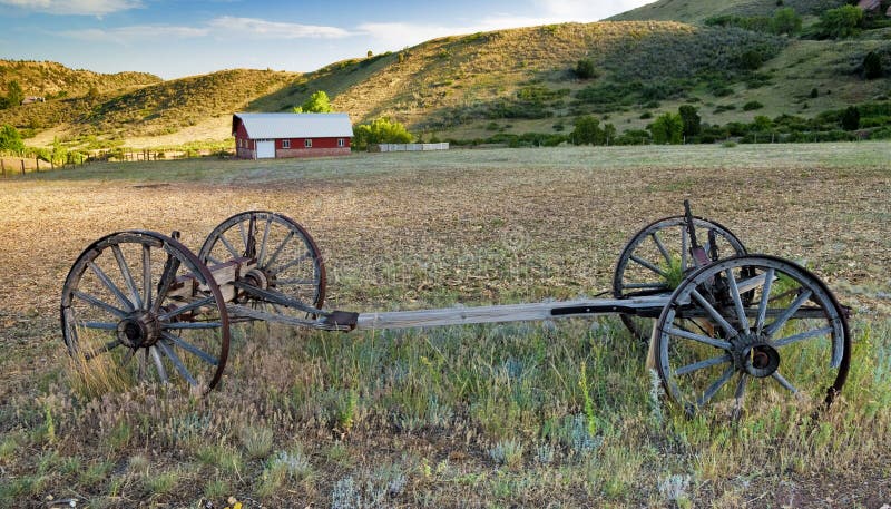 Old Weathered Wagon Farm Filed and Barn Stock Image - Image of posts ...