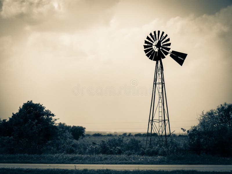 Old Weathered Windmill stock photo. Image of sepia, cloudscape - 36513262
