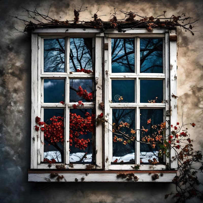 Old and Weathered Window - Ai Generated Image Stock Illustration ...