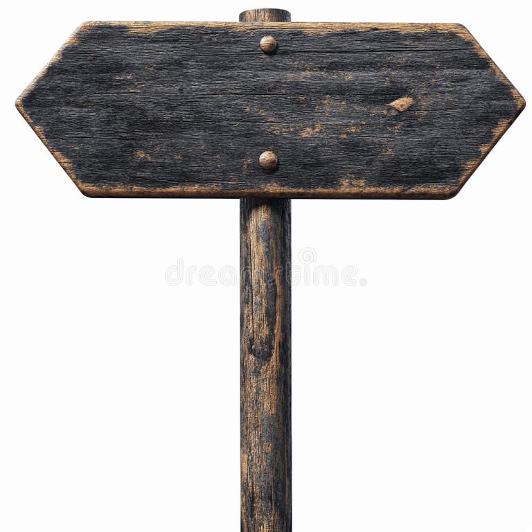 Old Weathered Wooden Sign Post with Blank Surface for Customizable ...