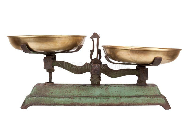Antique Weigh and Old Measure Brass Scale Isolated Stock Photo - Image ...