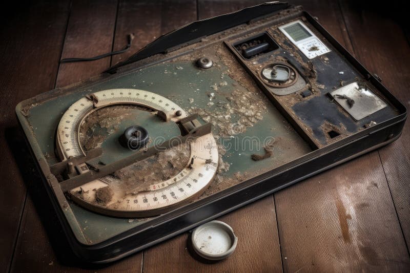 Old Weight Scale with Broken or Missing Parts Lying on the Floor Stock ...