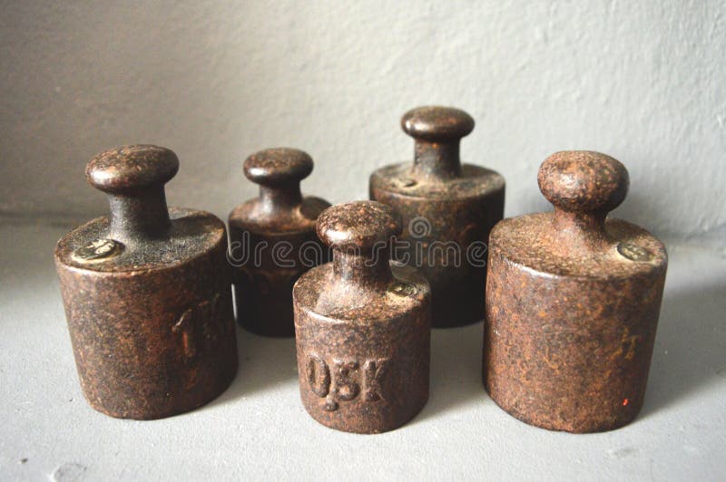 Old Kilo Weights On Books. Old Books And Weighing Machines Stock Photo ...