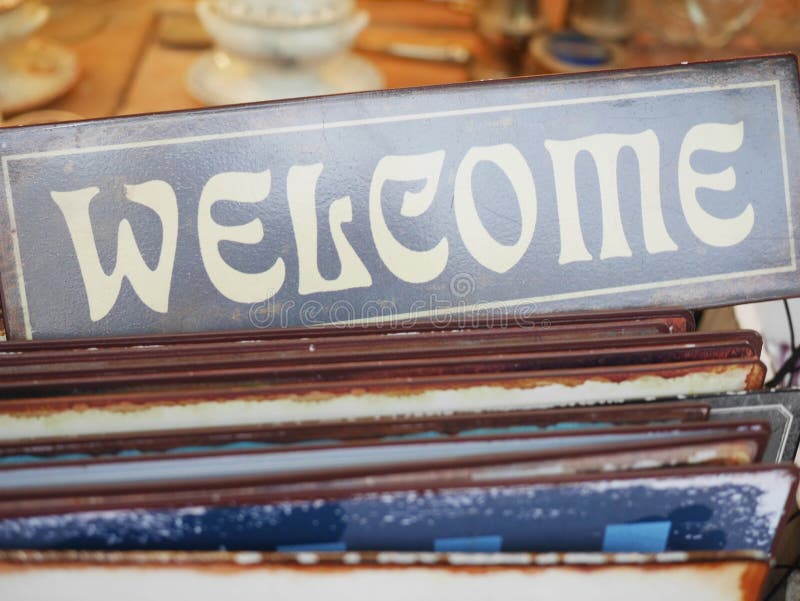 Old welcome sign stock photo. Image of sign, wooden, banner - 45020534