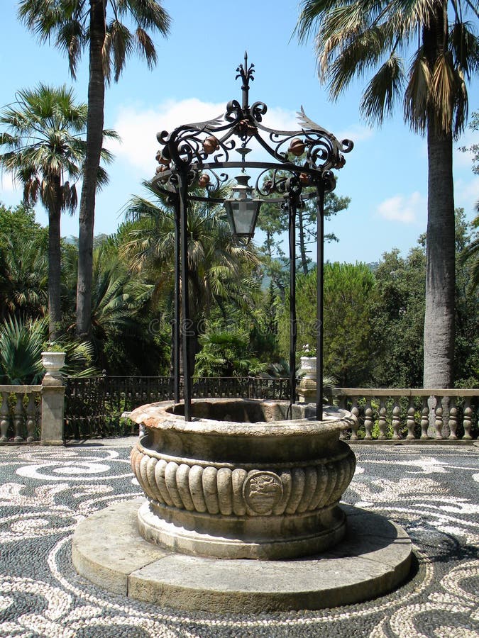 Old well stock photo. Image of flowers, iron, lamp, park - 15385142