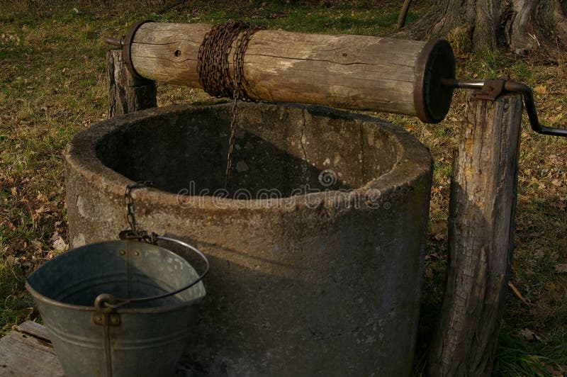 Old Well, Bucket and String. Stock Photo - Image of chain, wood: 83700036