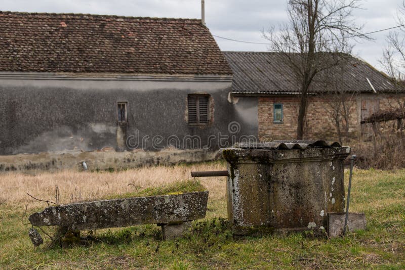 An old well at the farm. stock image. Image of design - 245224133