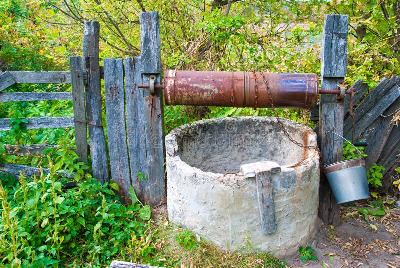 Old well in garden stock photo. Image of pail, farm, tradition - 24877878