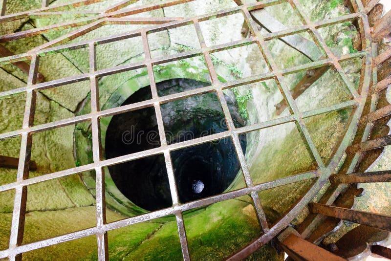 Old well with iron grate stock image. Image of iron, deep - 59463495