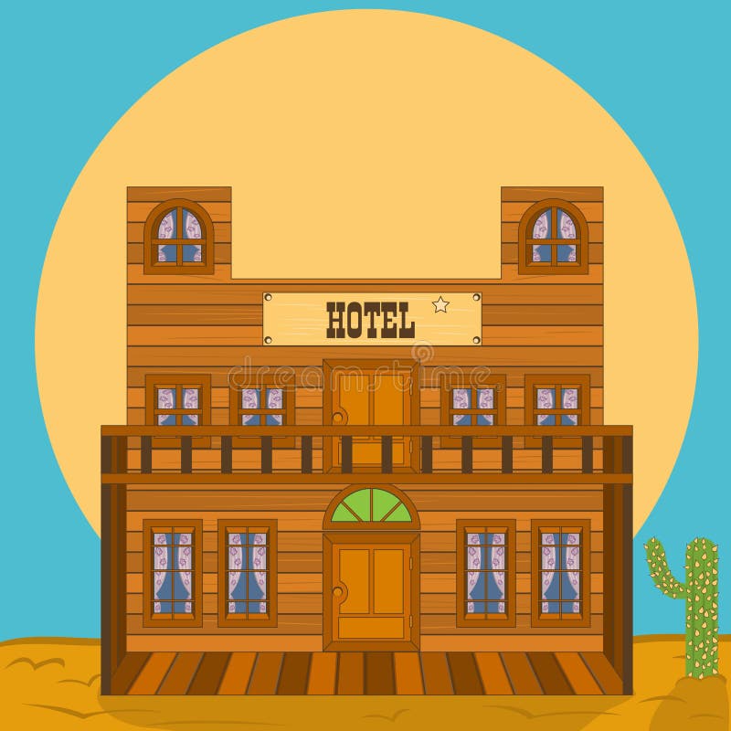 Old west building - hotel stock vector. Illustration of vector - 62878155