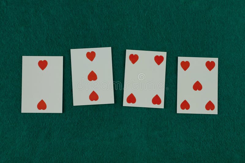 Old West Era Playing Card on Gambling Table. 2, 3, 4, 5 of Hearts Stock ...