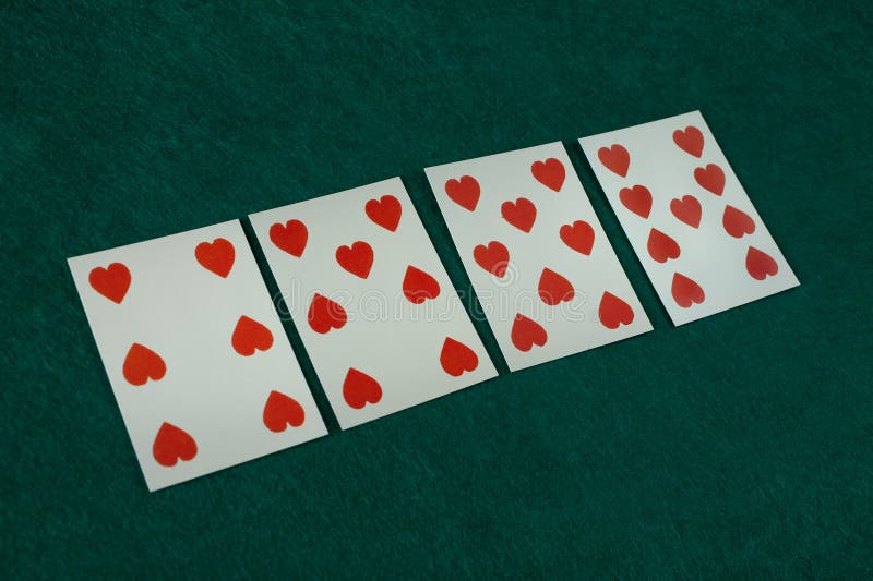 Old West Era Playing Card on Gambling Table. 6, 7, 8, 9 of Hearts Stock ...
