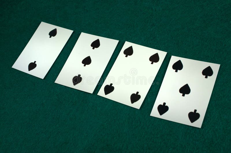 Old West Era Playing Card on Gambling Table. 2, 3, 4, 5 of Spades Stock ...