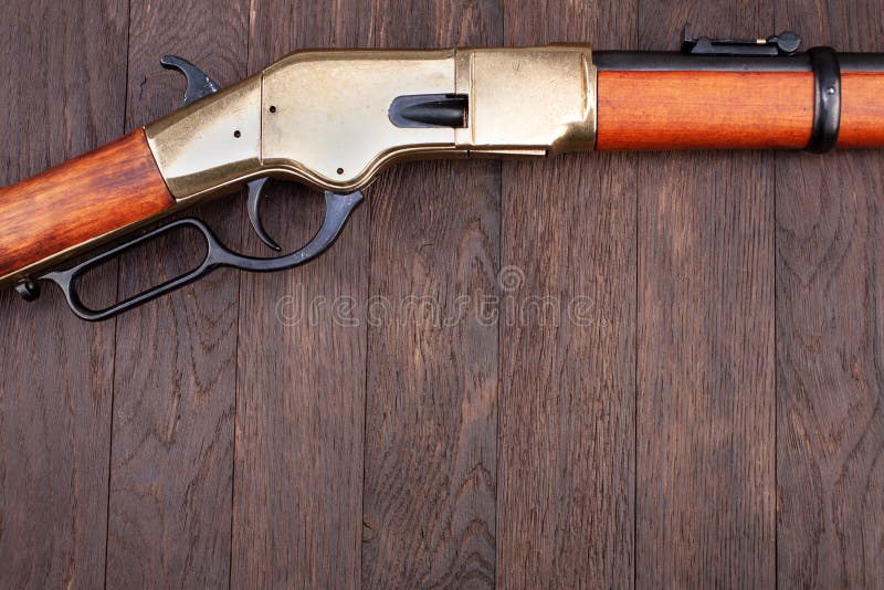 Old West Gun - Lever-action Repeating Rifle Stock Photo - Image of ...