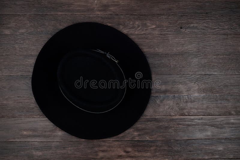 Old West Hat on Table. Top View Stock Image - Image of headgear, wood ...