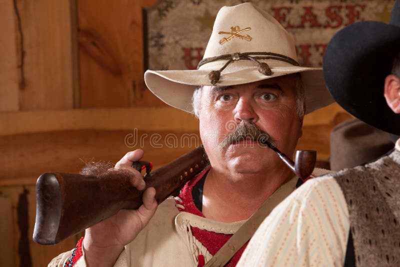 Old west trapper with pipe stock image. Image of pipe - 22534053