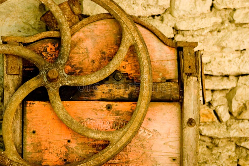 Old wheel stock photo. Image of stone, restaurant, weathered - 5231132