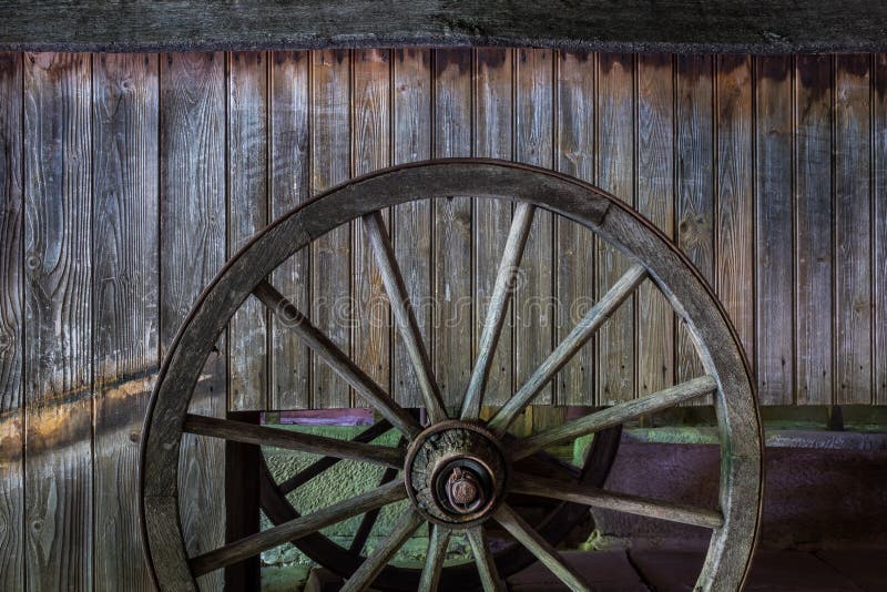 The Old Wheel of a Cart in Barn Stock Photo - Image of ancient, vintage ...