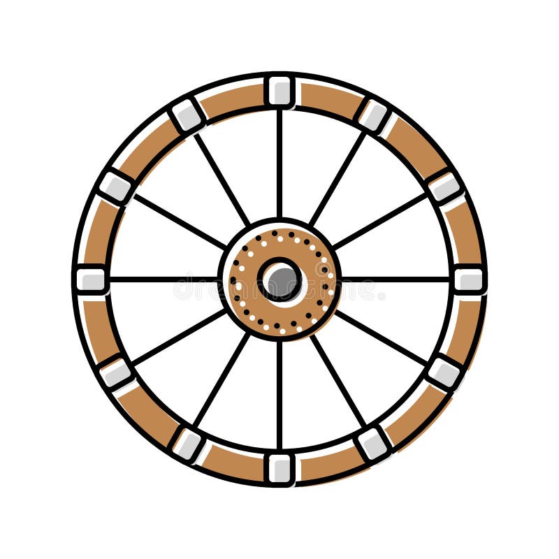 Old Wheel Color Icon Vector Illustration Stock Vector - Illustration of ...