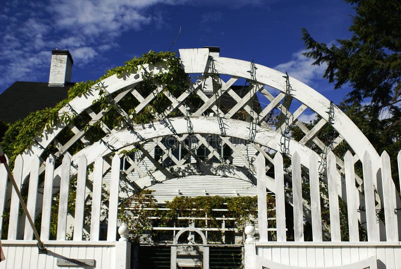 White arbor in a garden stock image. Image of house, pergola - 6066319
