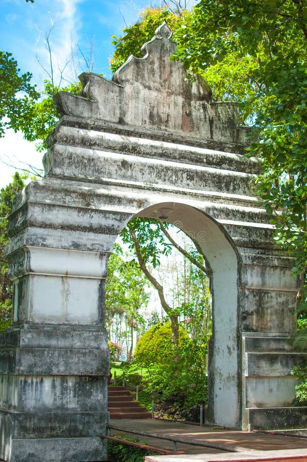 Old White Arch in the Temple,Phayao Thailand Stock Image - Image of ...