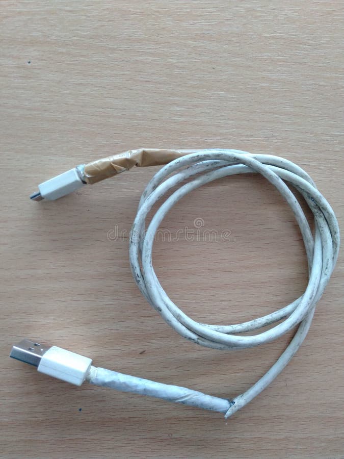 Old white broken usb cable stock photo. Image of broken - 206713734