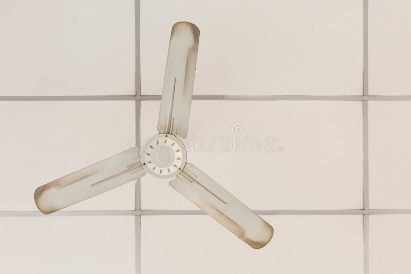 Old White Ceiling Fans on the Ceiling of the Room and Copy Space Stock ...