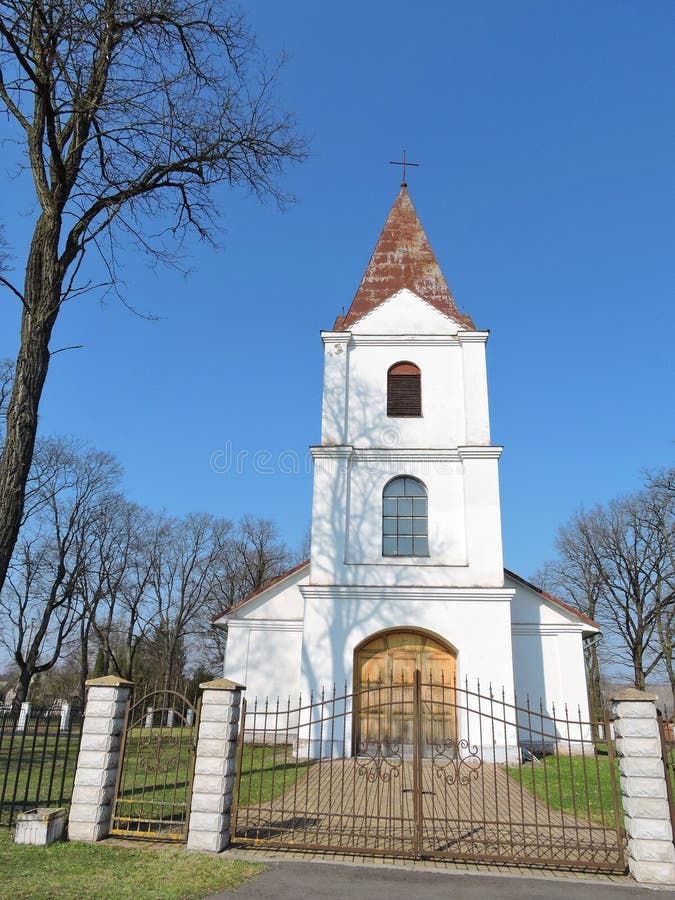 Old White Church, Lithuania Stock Image - Image of architecture ...