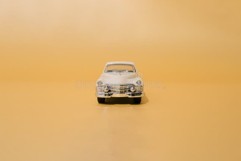 Old White Classic Car. Oldtimer Metal Toy. Front View. Minimal Design ...