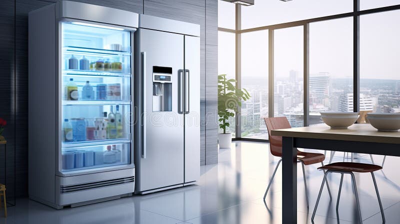 Old White Fridge in the Kitchen Room Stock Image - Image of lifestyle ...