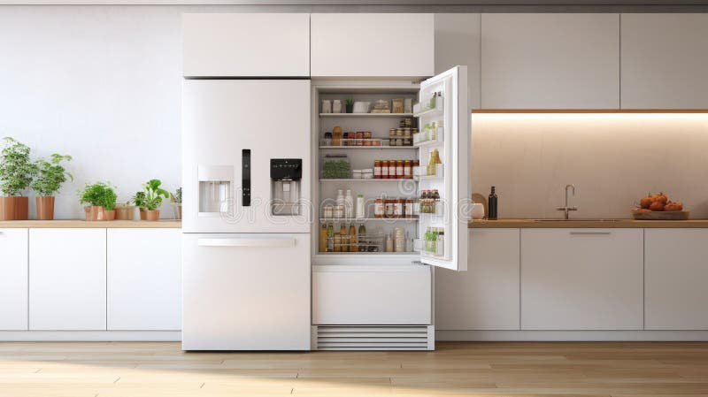 Old White Fridge in the Kitchen Room Stock Image - Image of stylish ...