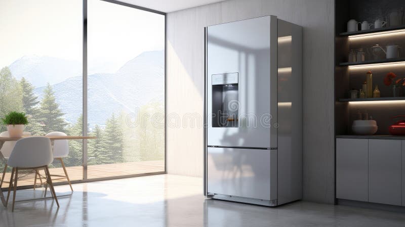Old White Fridge in the Kitchen Room Stock Photo - Image of appliance ...