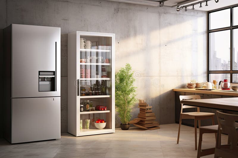 Old White Fridge in the Kitchen Room Stock Image - Image of kitchen ...