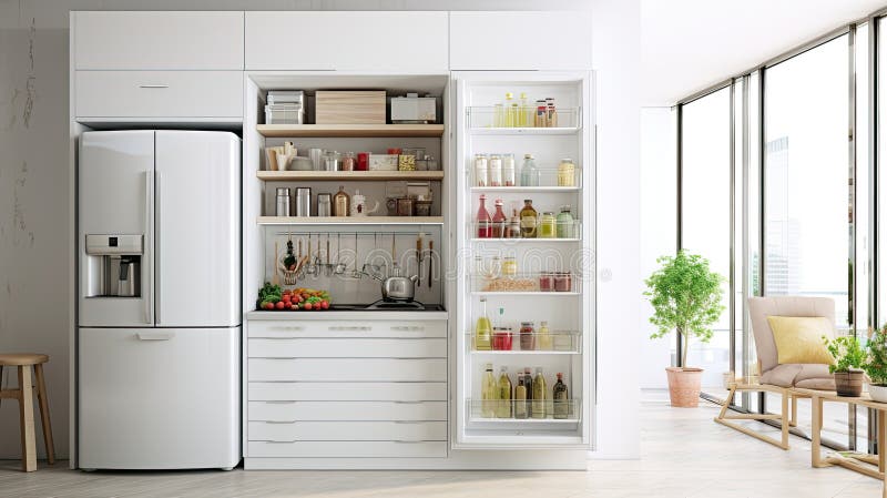 Old White Fridge in the Kitchen Room Stock Image - Image of detail ...