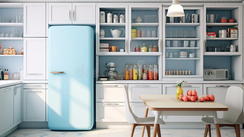 Old White Fridge in the Kitchen Room Stock Image - Image of kitchen ...