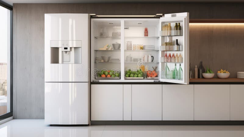 Old White Fridge in the Kitchen Room Stock Image - Image of kitchenware ...