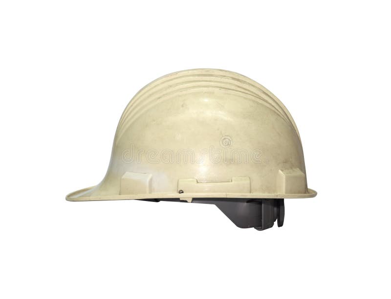 Old White Hard Hat Isolated on White Stock Photo - Image of head, white ...