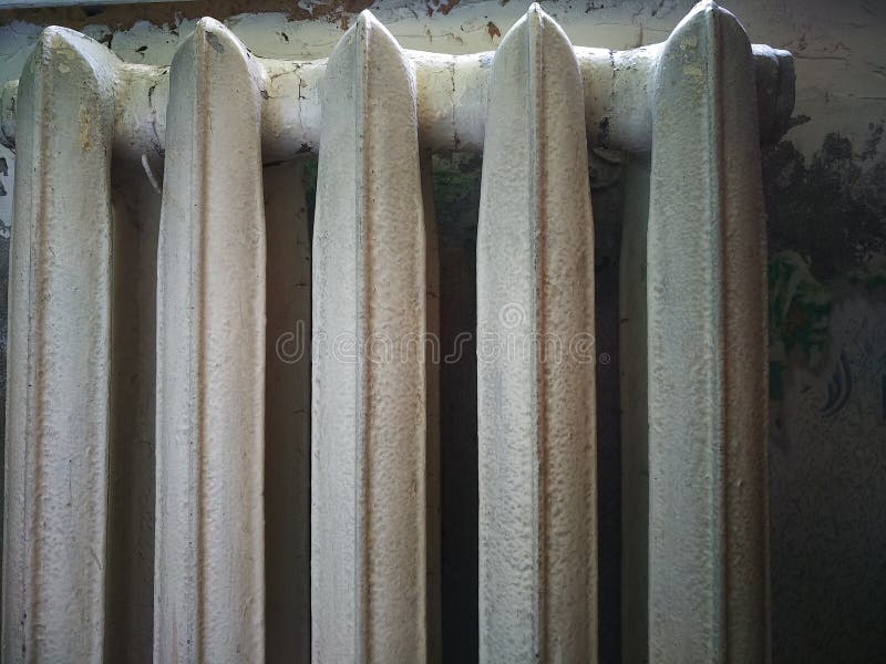 Old White Heating Radiator on a Concrete Wall Stock Image - Image of ...