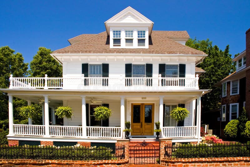 Old white house with porch stock photo. Image of small - 2421364