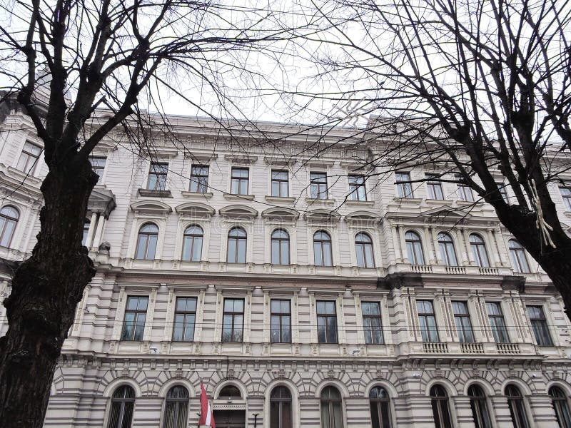 Old white house, Riga stock image. Image of capital, town - 86583155
