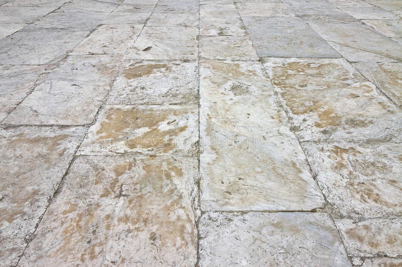 Old White Limestone Paving Made with Stone Blocks of Rectangular Shape ...