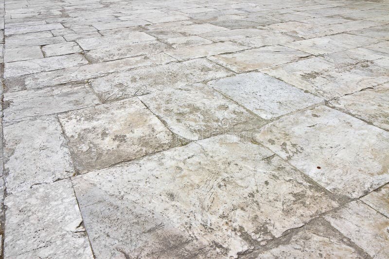 Old White Limestone Paving Made with Stone Blocks of Rectangular Shape ...