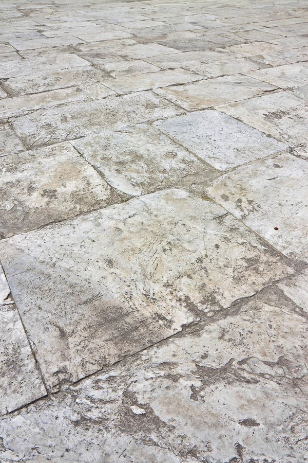 Old White Limestone Paving Made with Stone Blocks of Rectangular Shape ...