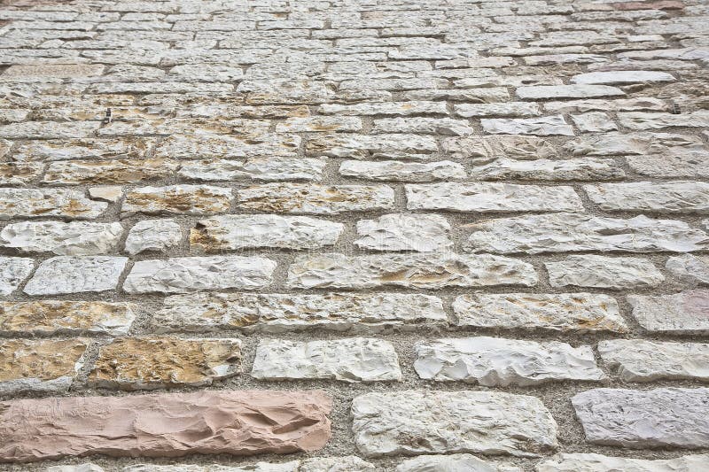 Old White Limestone Paving Made with Stone Blocks of Rectangular Shape ...