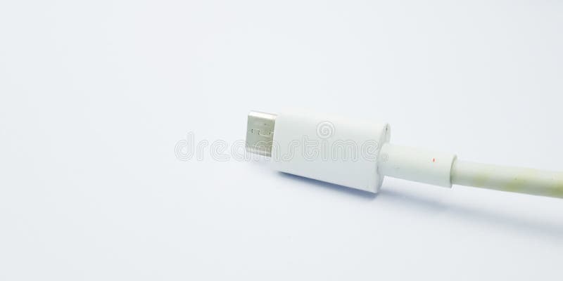 The Old White Micro USB Cable Plug, Negative Space, Isolated on the ...
