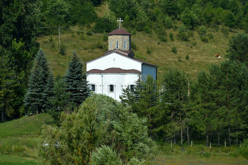 Old White Orthodox Church on the Mountain Stock Image - Image of ...