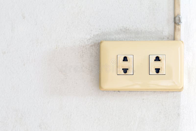 Old White Plug on a White Wall Stock Photo - Image of panel, grunge ...